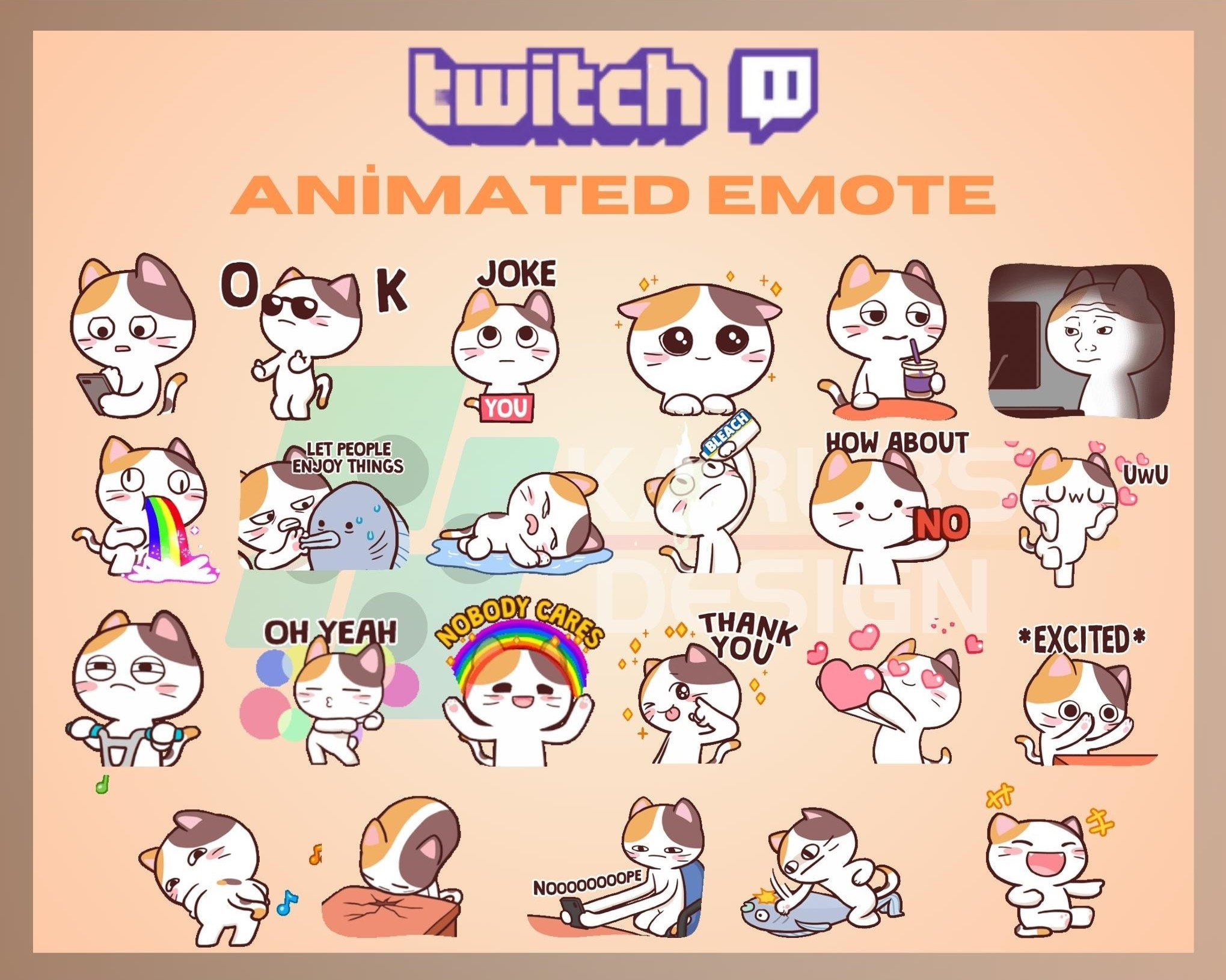 Animated Twitch Emote Cute Cat Emote Funny Emote Kitten - Etsy