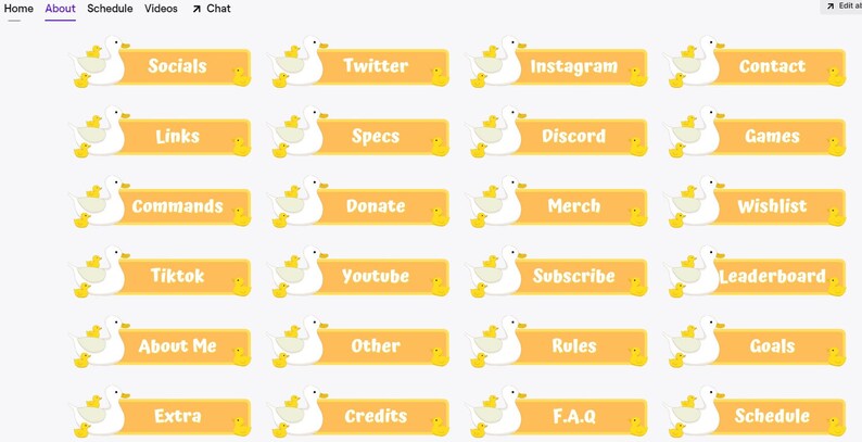 24x Twitch Panels Pack Duck Twitch Panels Quack Aesthetic - Etsy