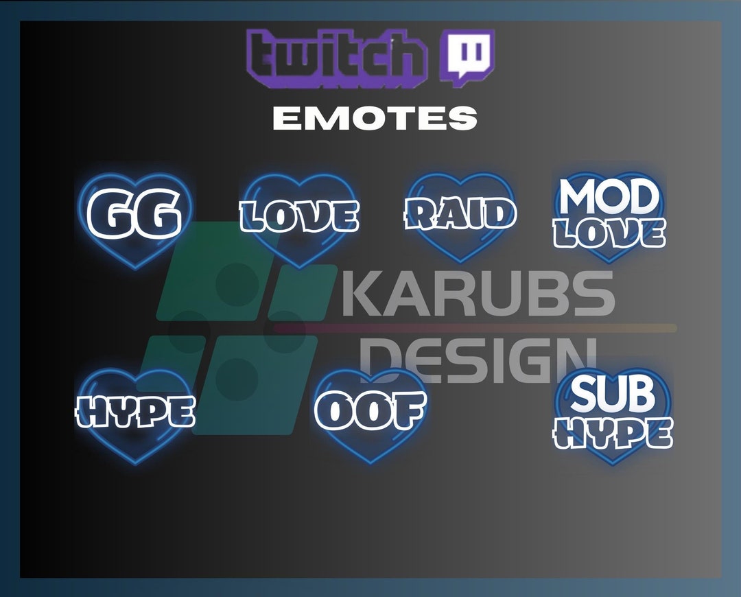 7 Twitch Emotes, Blue Neon Heart Emote, Neon Text Hearts, Blue Emote ...