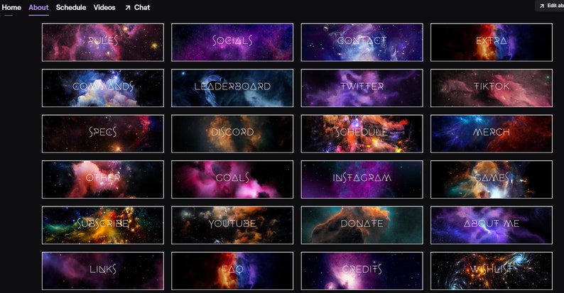 24x Twitch Panels Pack Abstract Nebula Panels, Planet, Galaxy, Sky, Colorful, Purple, for ...