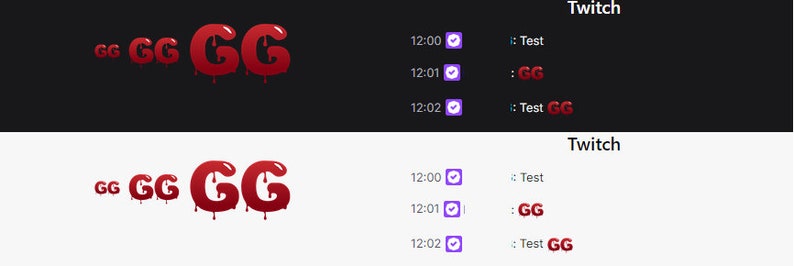6 Twitch Emotes, Blood Text Emote, GG Emote, LOL Emote, Raid Emote, Lfg ...
