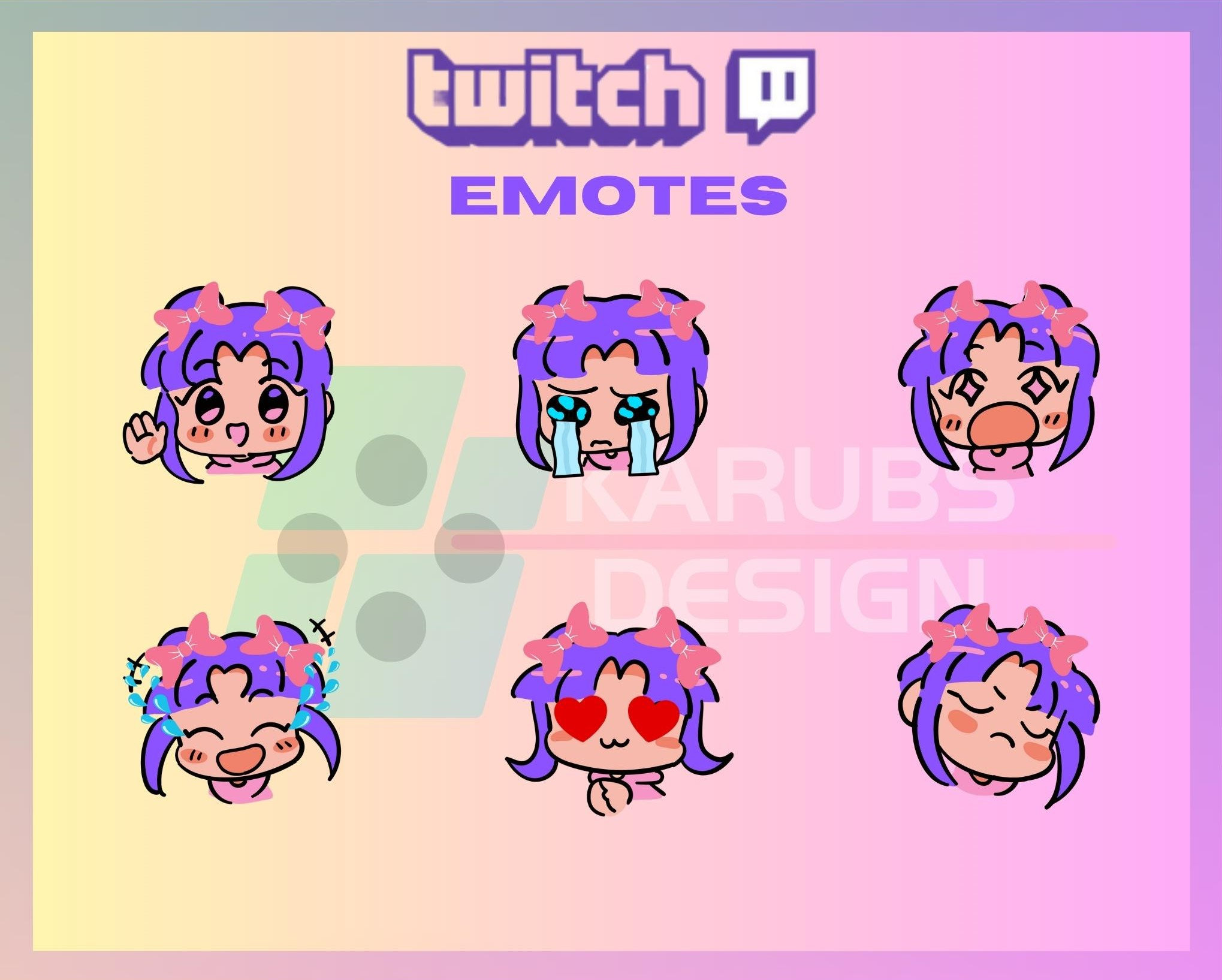 6 Twitch Emotes, Gamer Girl Emote, Love Emote, Rekt Emote, Hi Emote, Lol Emote, for Streamers ...