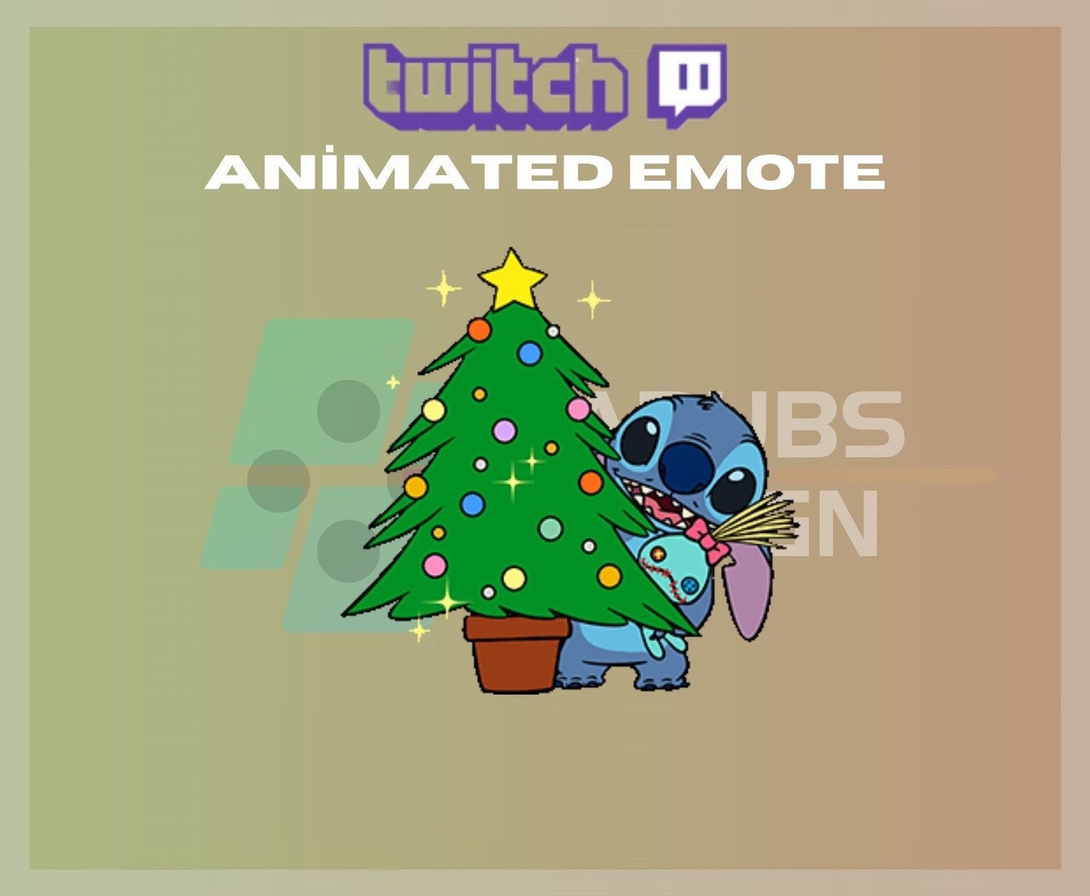 Animated Twitch Emote, Christmas Stitch Emote, Pine Tree Emote, Cute ...