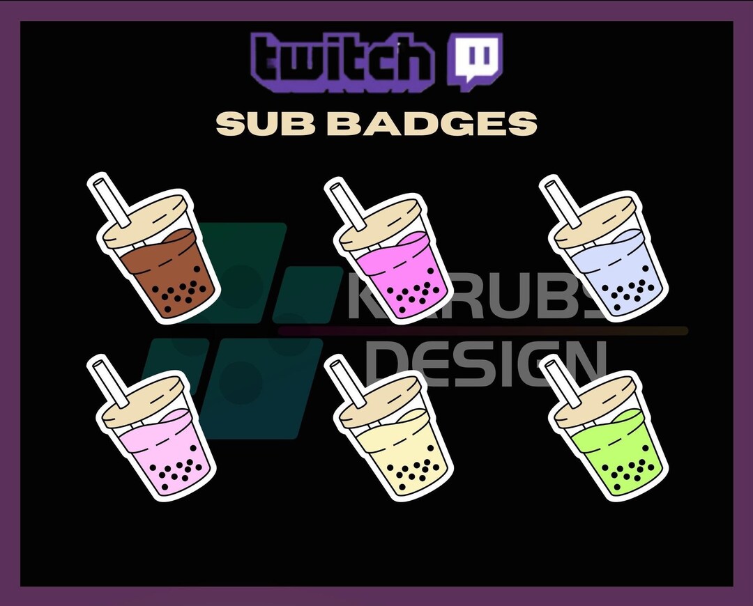 Boba Twitch Sub Badges, Bubble Tea, Pastel Badge Set, Sub Badges, Boba ...
