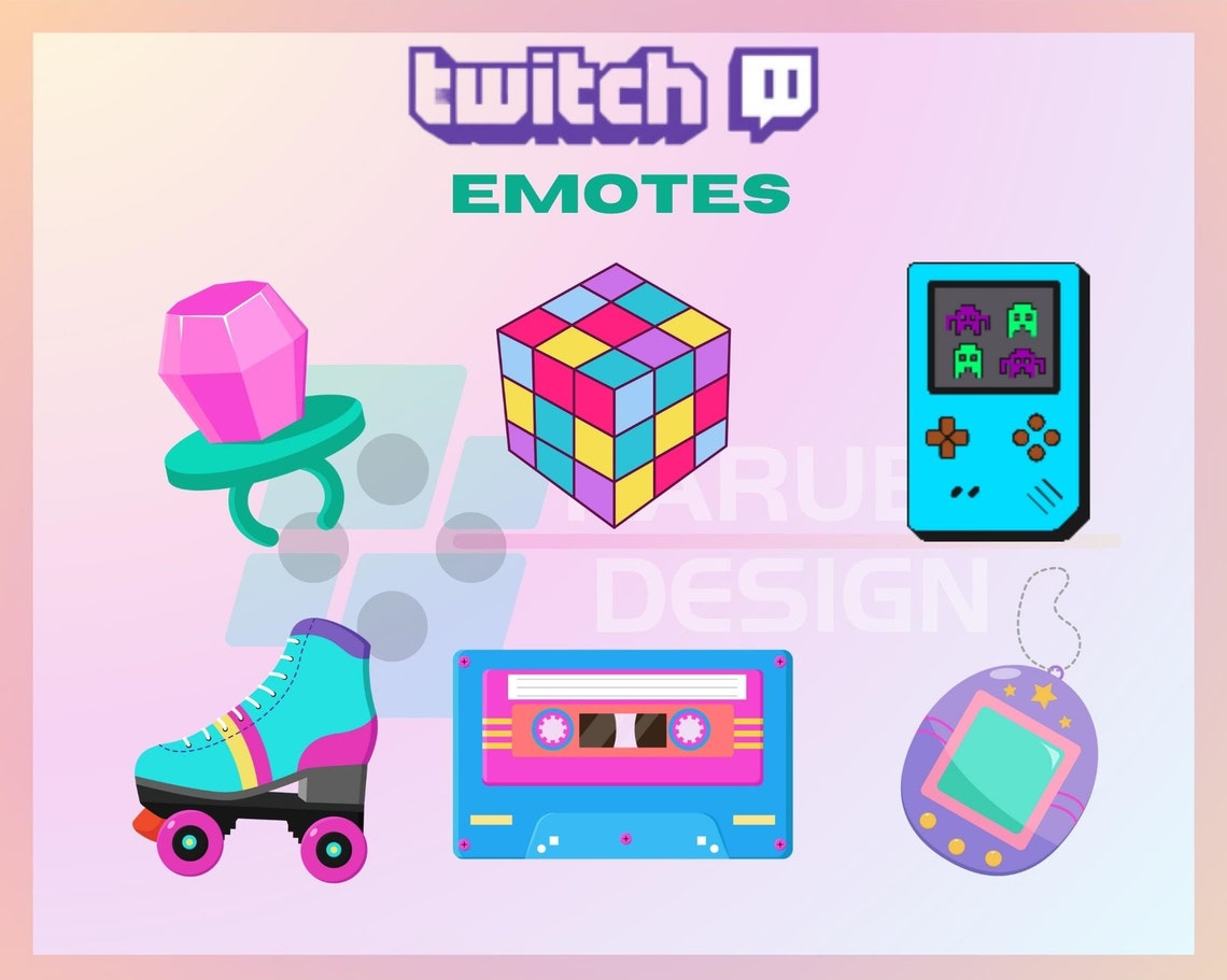 6 Twitch Emotes, 90s Nostalgia Emote, Roller Skates Emote, Rubik's Cube ...