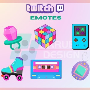 6 Twitch Emotes, 90s Nostalgia Emote, Roller Skates Emote, Rubik's Cube ...