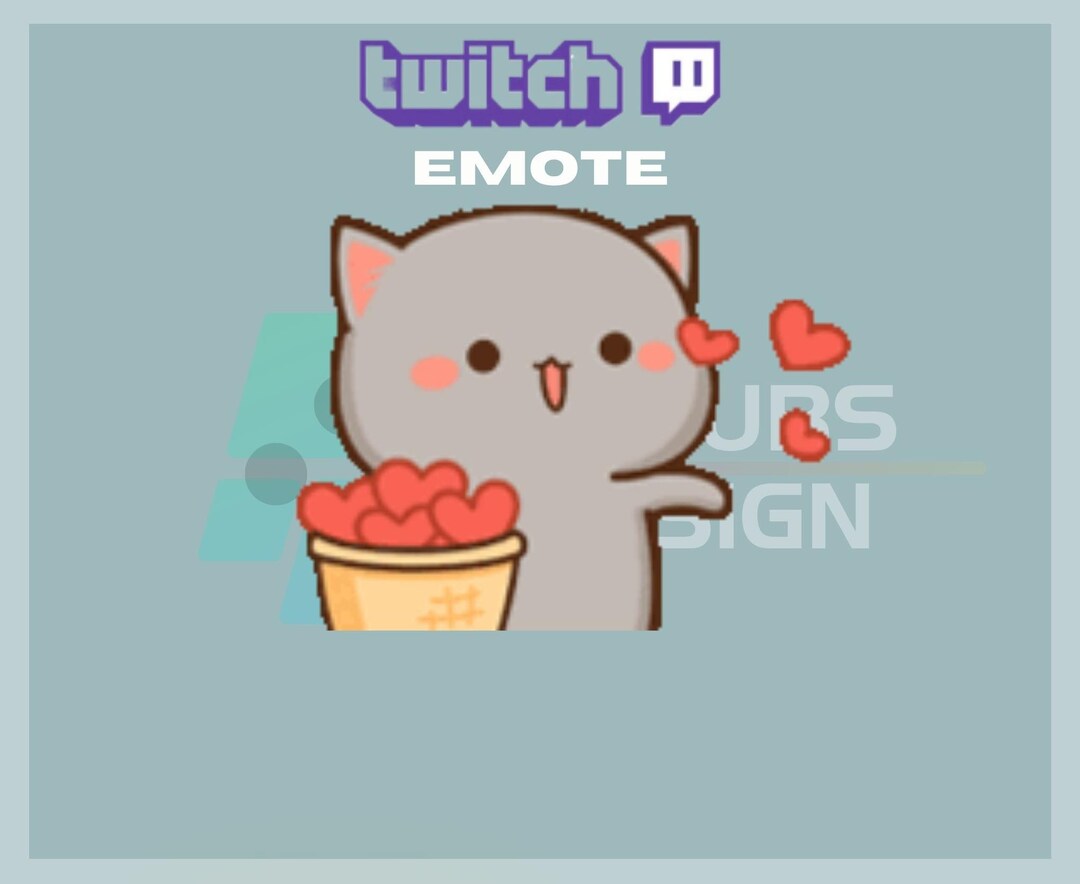 Animated Florist Cat Emote: Hearts Bucket, Twitch/kick Streamers ...
