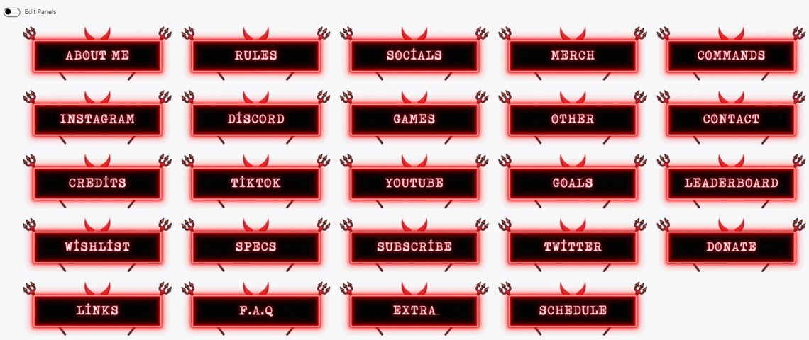24x Twitch Panels Pack-red Neon Devil Twitch Panels, Hell Demons, About ...