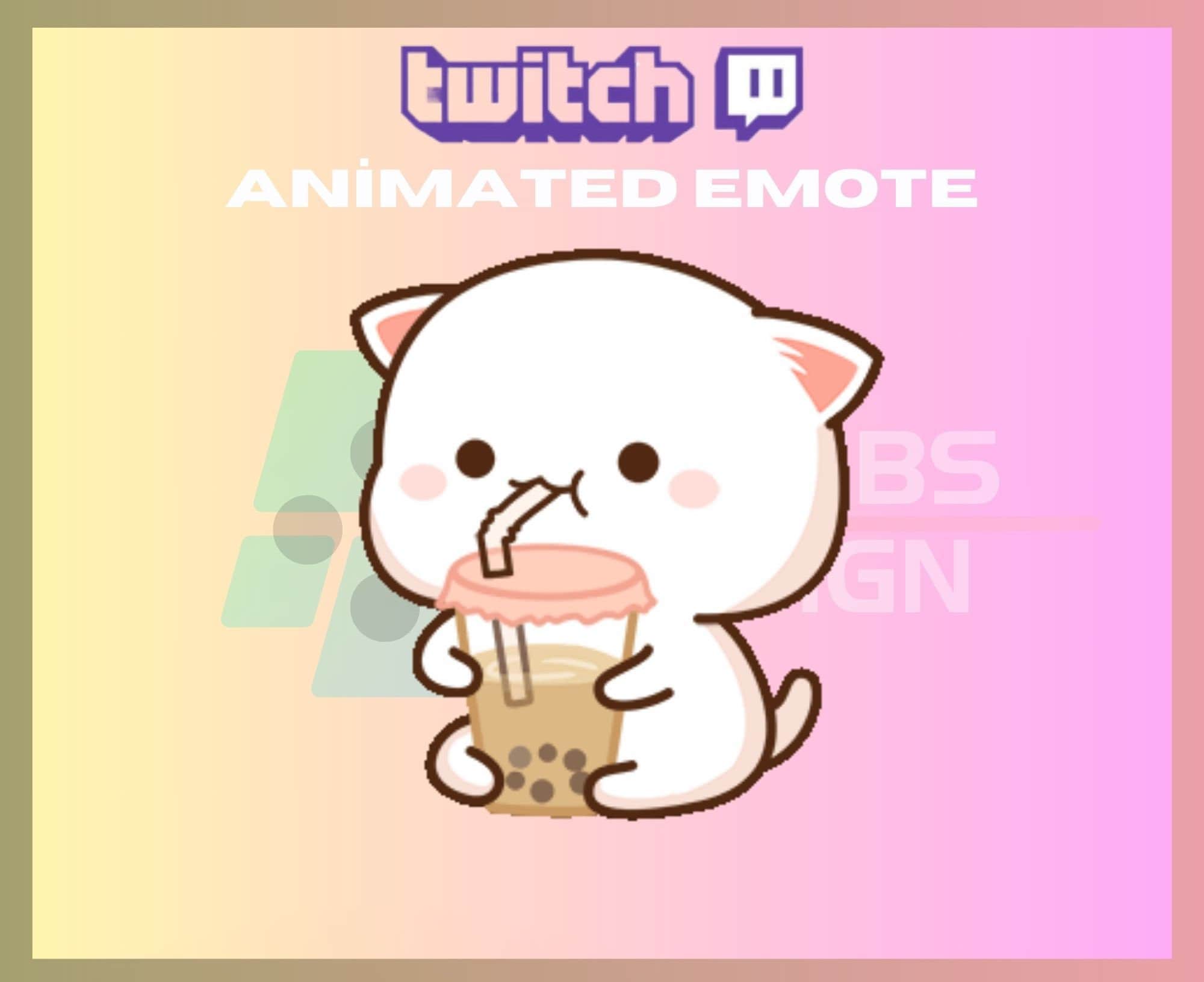 Animated Twitch Emote, Kitty Emote, Cat Boba Emote, Cute Cat Emote ...