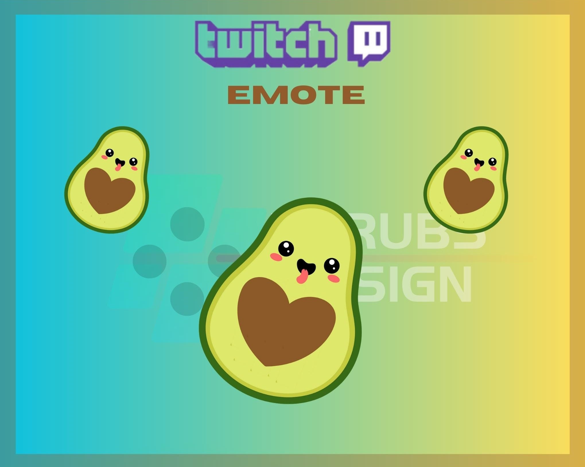 1 Twitch Emote, Avocado Love Emote, Kawaii Avocado Emote, Twitch ...