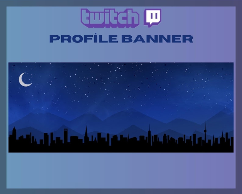 Twitch Profile Banner, City Skyline and Night Sky Banner, Aesthetic ...