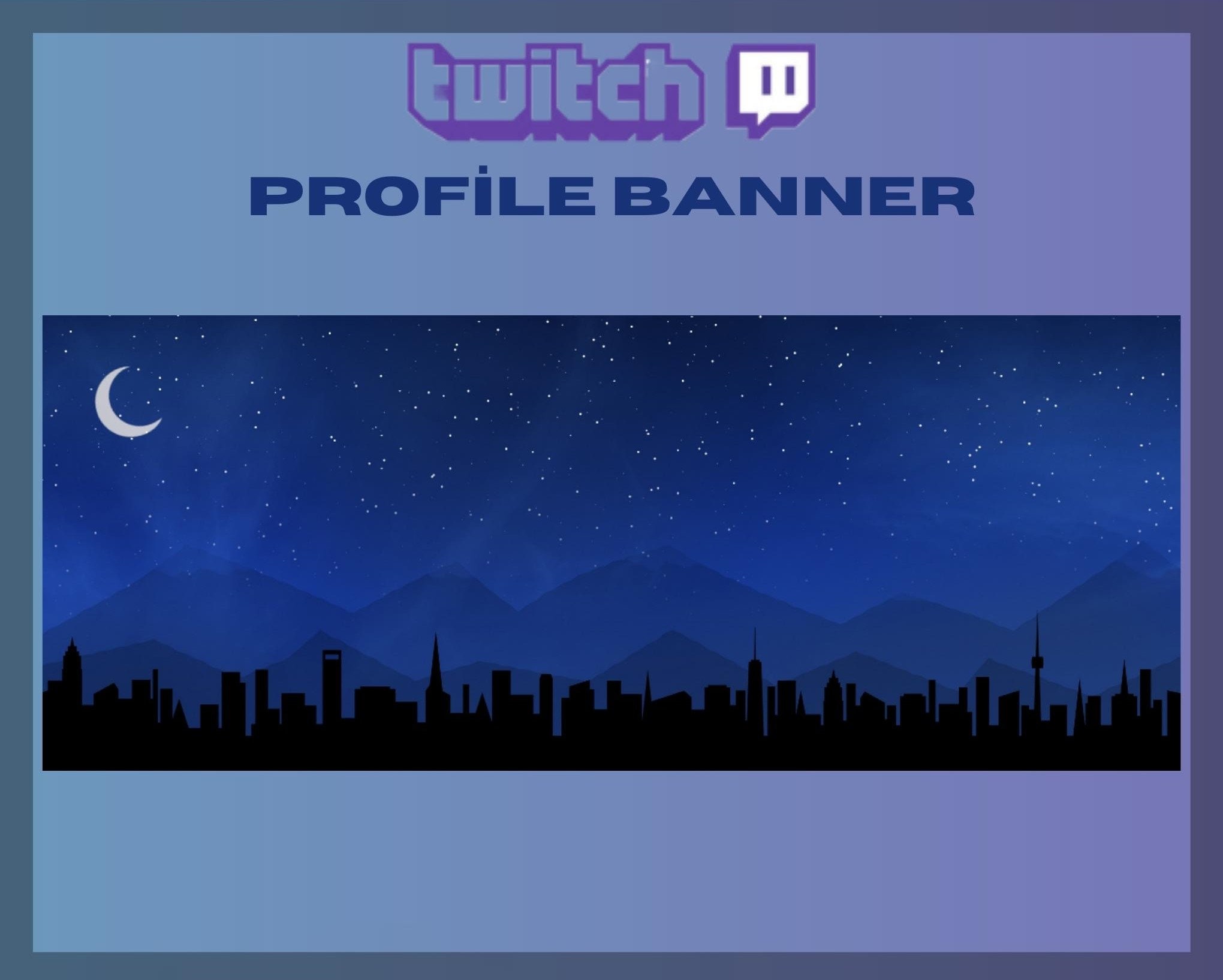 Twitch Profile Banner, City Skyline and Night Sky Banner, Aesthetic ...
