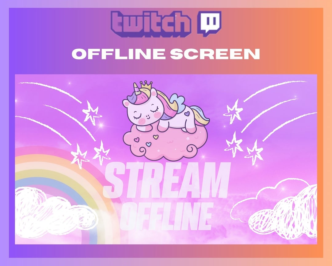 Twitch Offline Screen Streaming, Cute Unicorn Screen, Pink Background ...