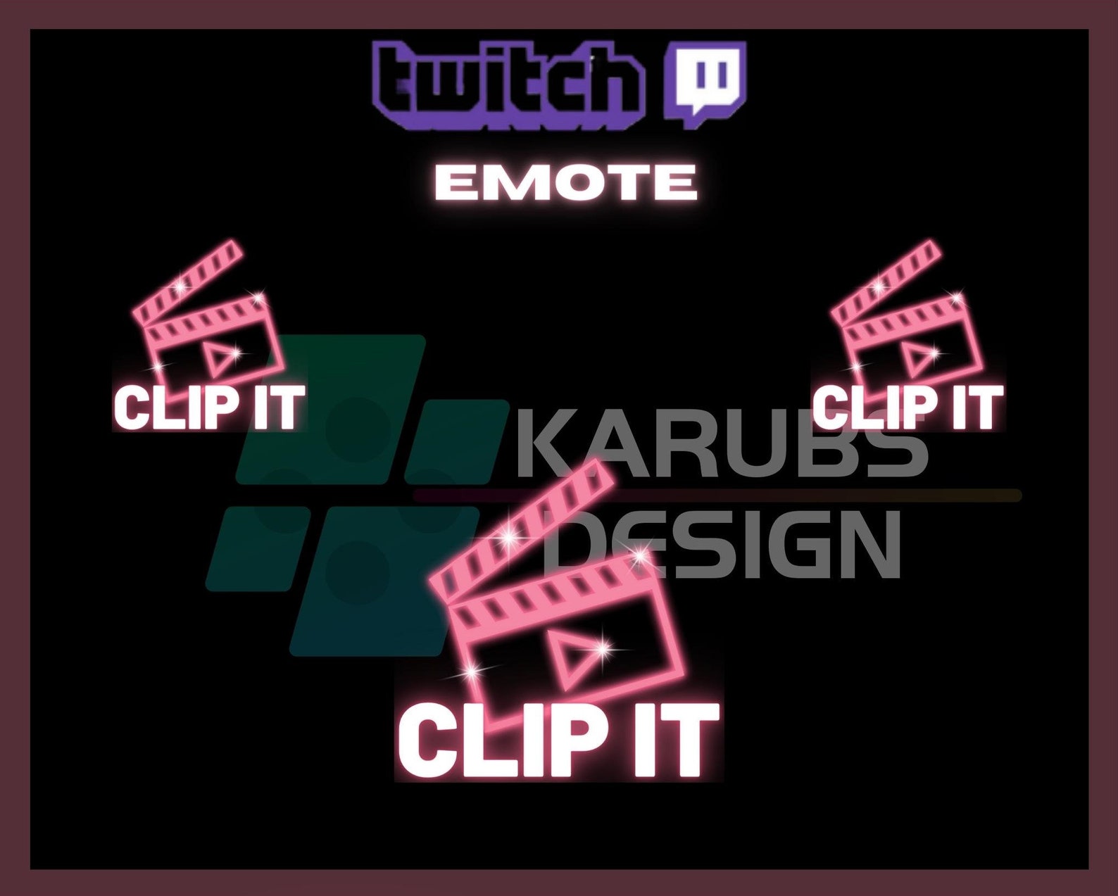 1 Twitch Emotes, Neon Clip It Emote, Pink Clip It, Clip Emote, Glow ...