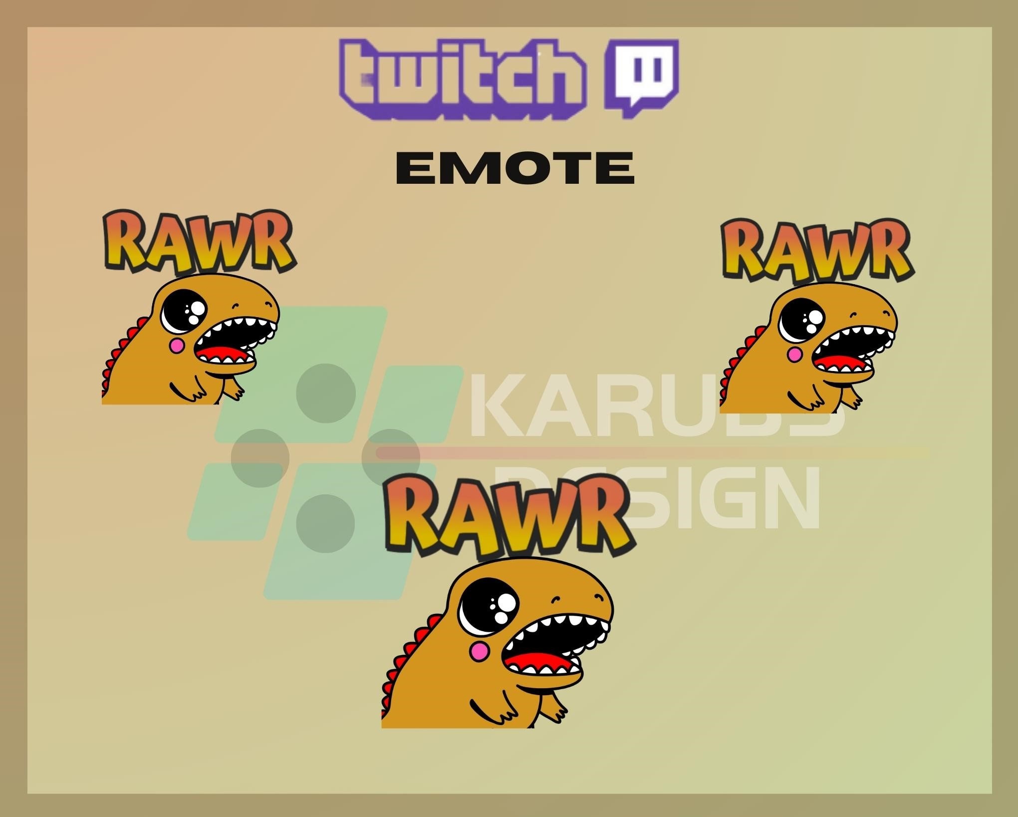 1 Twitch Emote, RAWR Emote, Dino Emote, Animal Emote, Community Emote, Cute, for Streamers ...