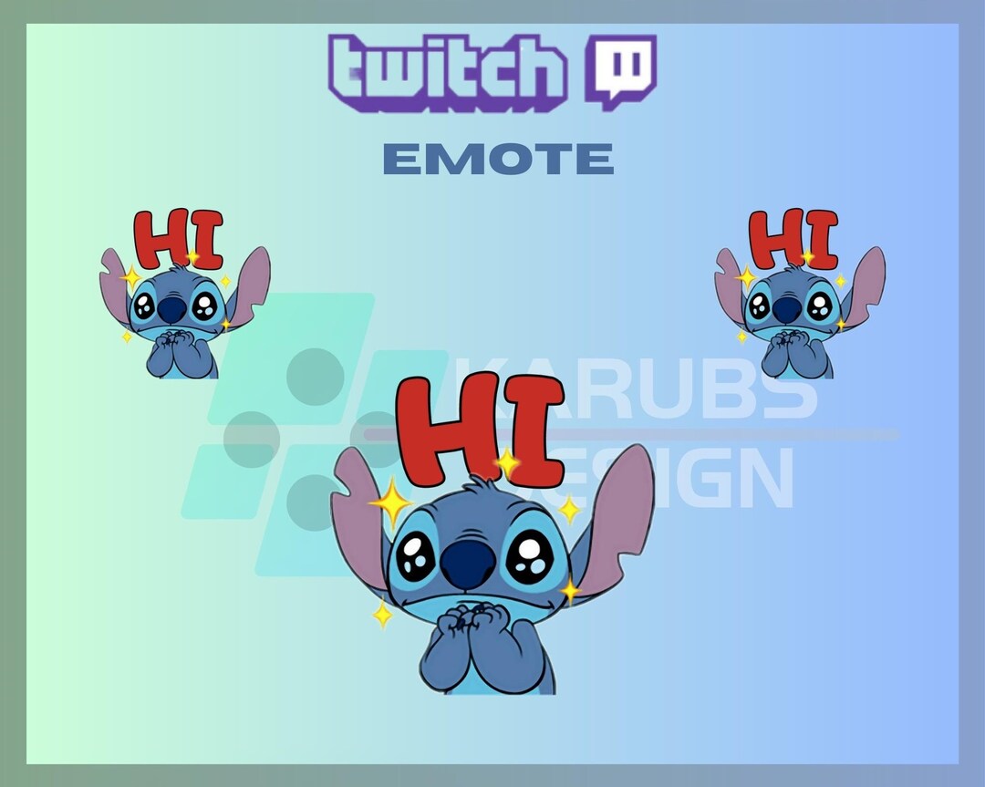 1 Twitch Emote, Stitch "hi" Emote, Cute Blue Stitch Emote, Hi Emote ...