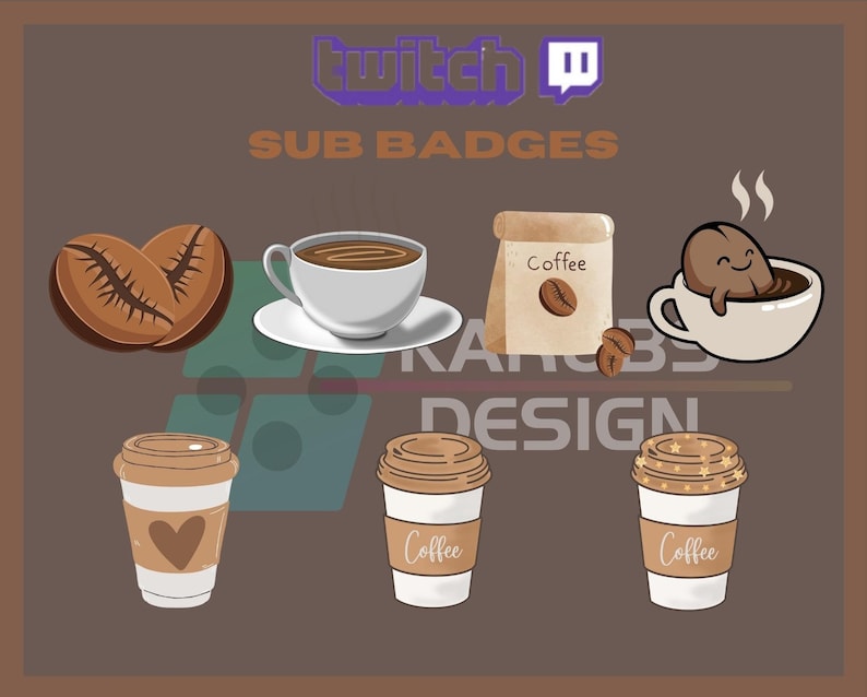 Coffee Twitch Sub Badges Food Badges Coffee Badges Drink - Etsy