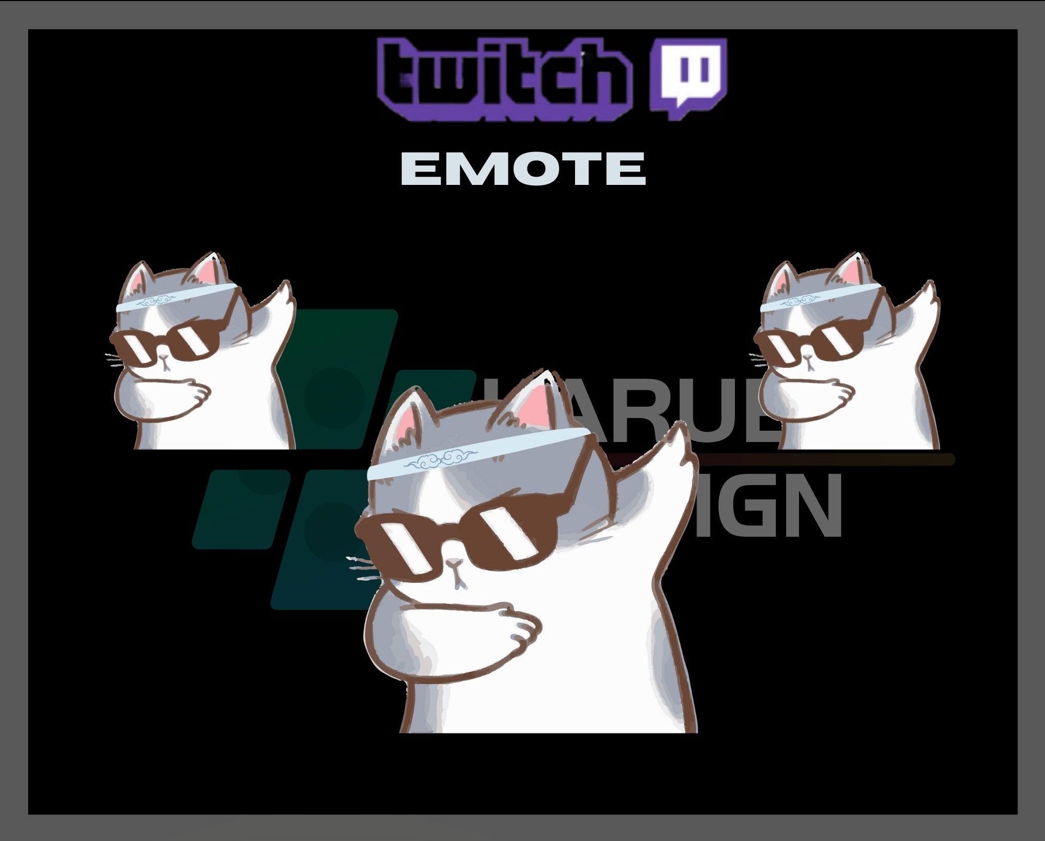 1 Twitch Emote, White Cat Dab Emote, Dab Twitch Emote, Cat Emote,twitch ...