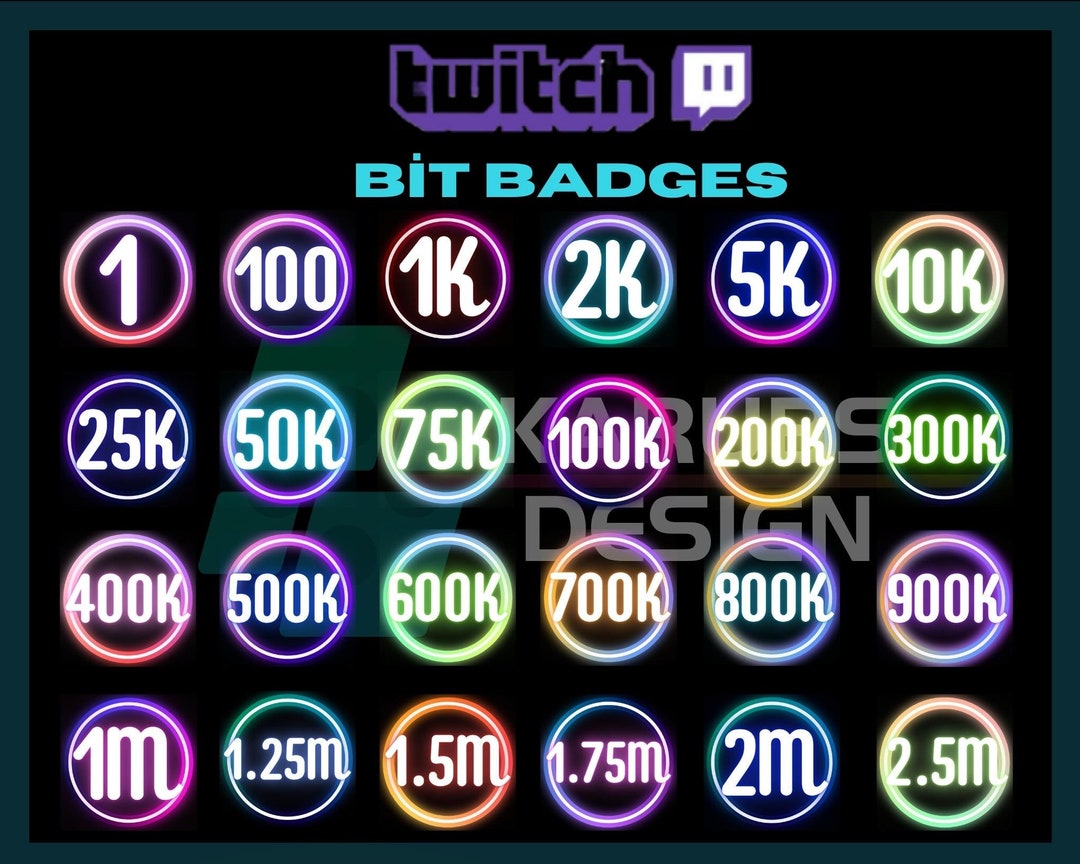 29x Rainbow Neon Twitch Bit Tier Badges, Bit Badges, Rainbow, Cute Bit ...