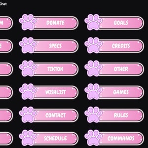 24x Twitch Panels Pack -cute Pink Paw Panels, Kawaii Panels, Cat Paw ...