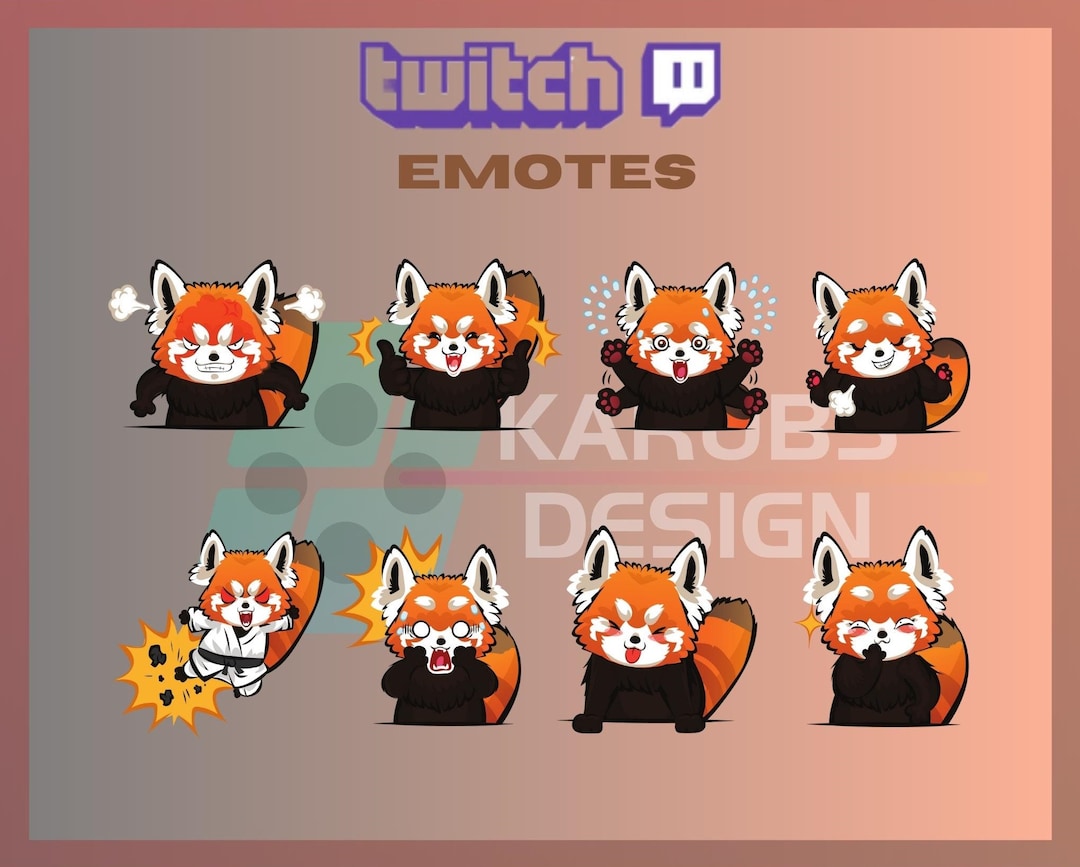 8 Twitch Emotes, Red Panda Emote Pack, Animal Emote, Cute Panda Emote ...