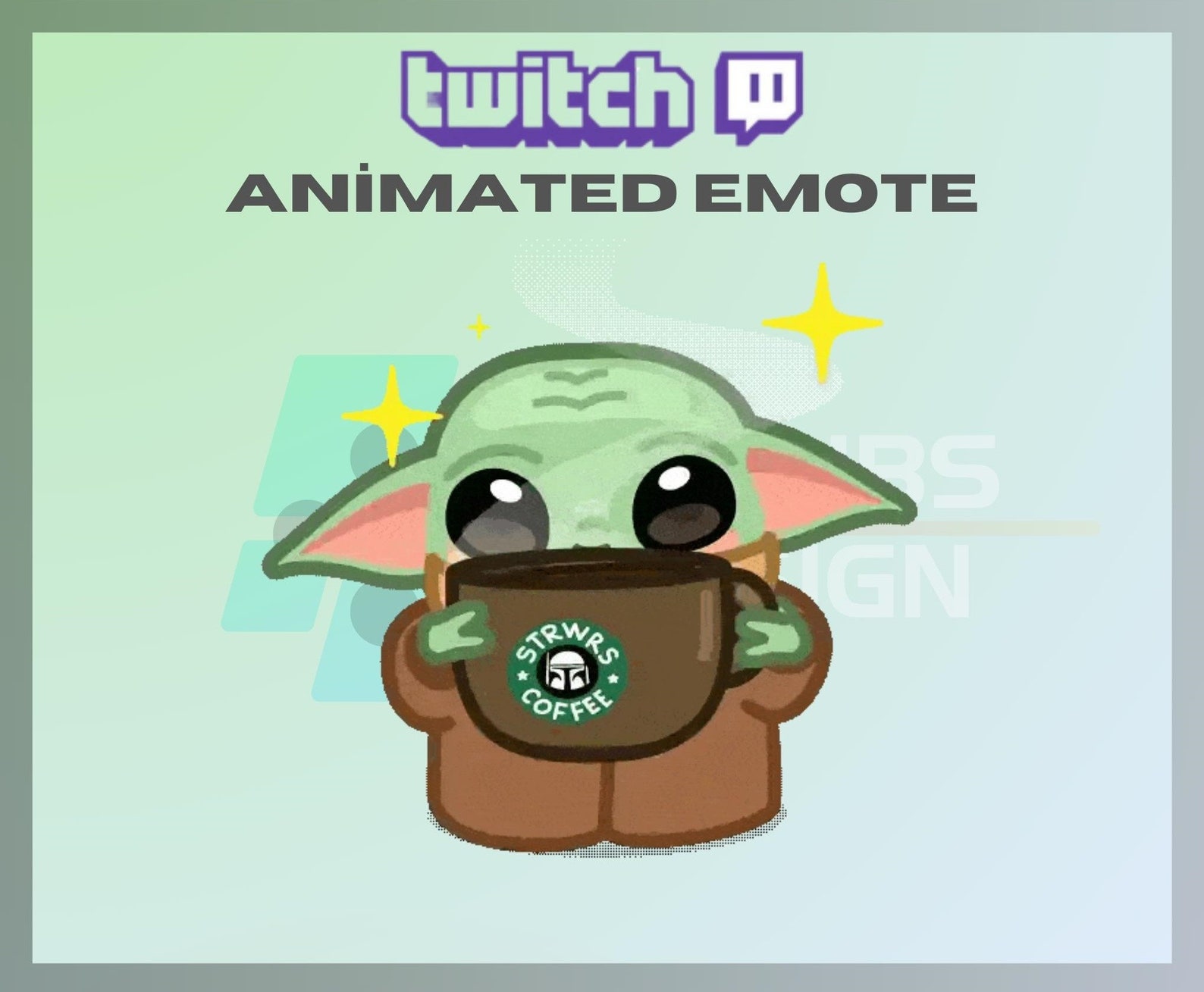 Animated Twitch Emote, Baby Yoda Coffee Emote, Cute Emote, Drinking ...