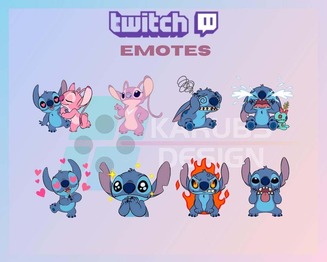 8 Twitch Emotes, Stitch Emote, Cute Stitch, Love Emote, Premade Stitch ...
