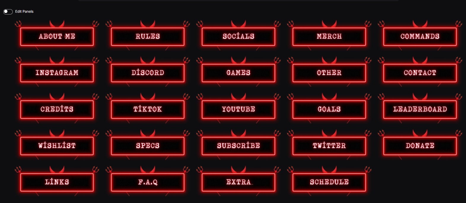 24x Twitch Panels Pack-red Neon Devil Twitch Panels, Hell Demons, About ...