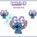 1 Twitch Emote, Stitch "gg" Emote, Cute Blue Stitch Emote, Discord ...