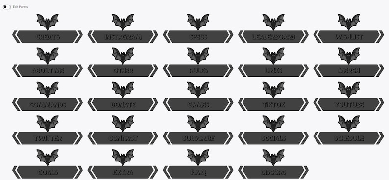 24x Twitch Panels Pack- Bat Panels, Black Background, About Me Panels ...