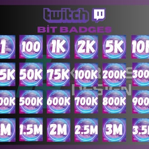 27x Neon Sky Twitch Bit Tier Badges, Night Bit Badges, Neon Bit Badges ...