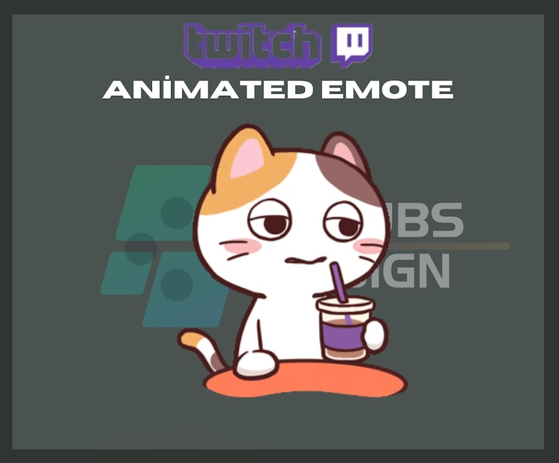 Animated Twitch, Kick Emote, Kitty Emote, Cat Boba Emote, Cute Emote ...