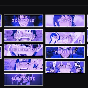 15x Twitch Panels Pack - Cute Anime Panels, Anime Girl, Purple Panel ...