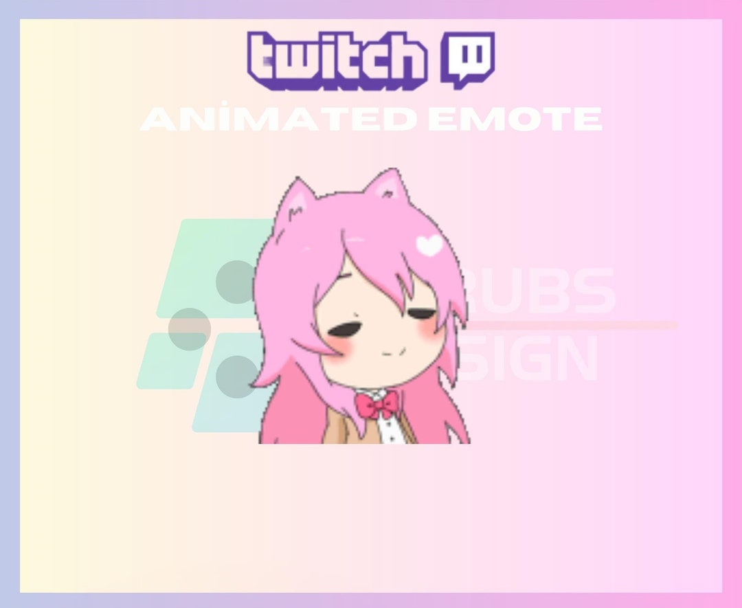 Animated Twitch, Kick Emote, Neko Emote, Anime Girl Emote, Pink Hair ...
