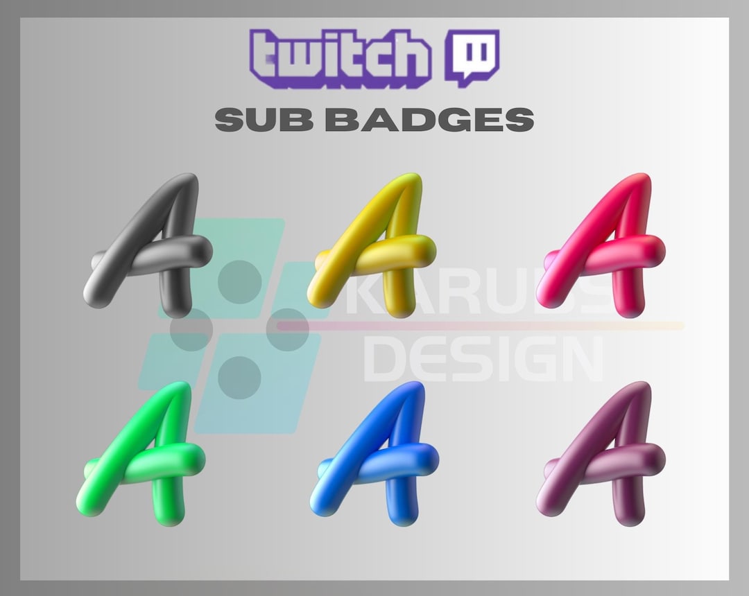 A Alphabet Twitch Sub Badges, Alphabet Sub Badges, A Name Badges, Kick ...