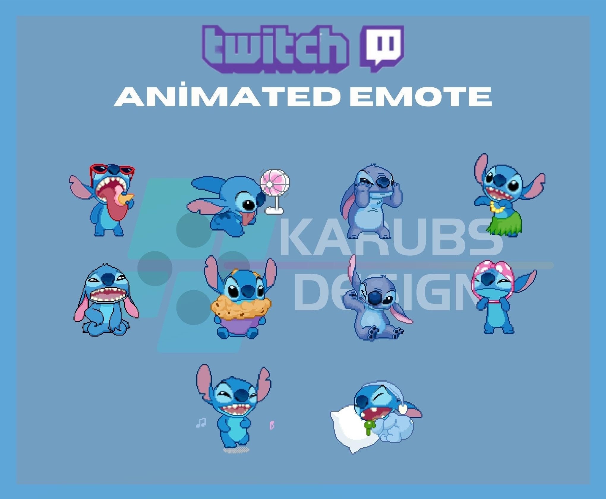 Animated Twitch Emote, Stitch Animated Emote, Stitch Pixelated Emote ...