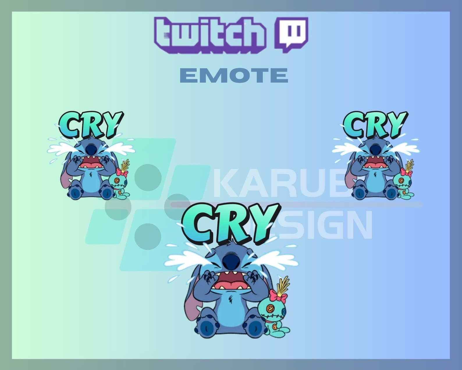 1 Twitch Emote, Stitch Cry Emote, Cute Emote, Cry Emote, Community ...