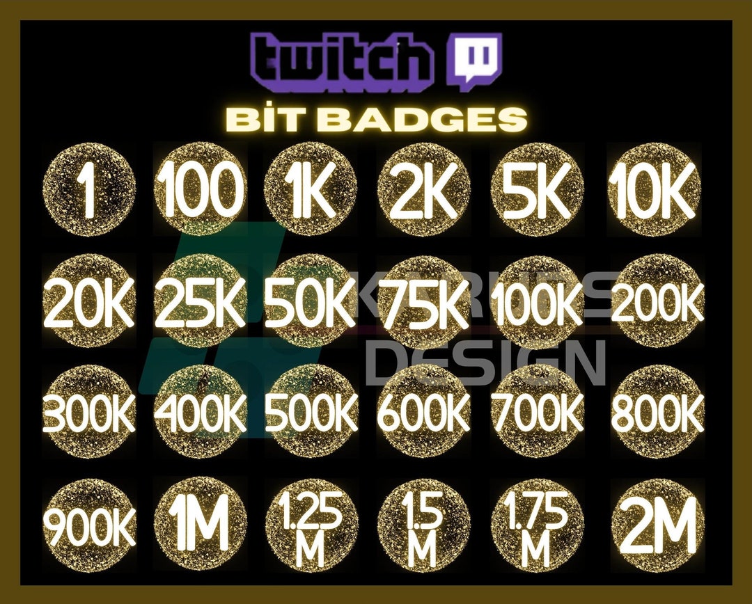 30x Gold Dusty Twitch Bit Tier Badges, Shiny Bit Badges, Golden Bit ...