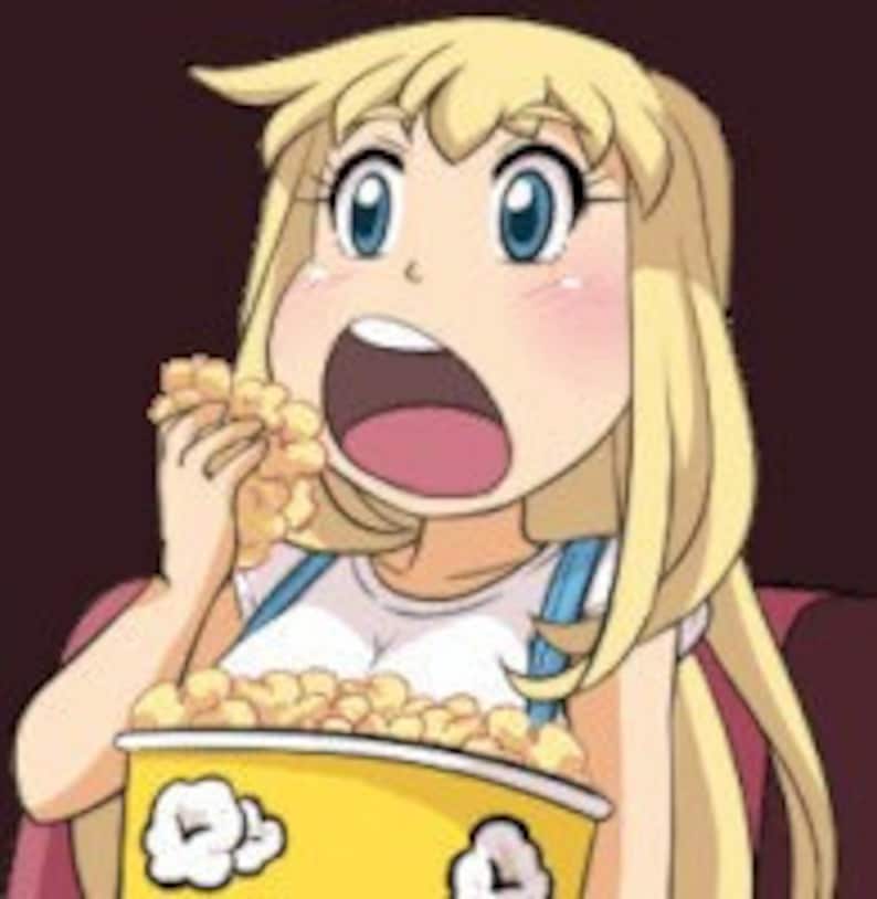 ANIMATED Anime Girl Popcorn Emote Twitch or Discord, Kawaii Emotes ...