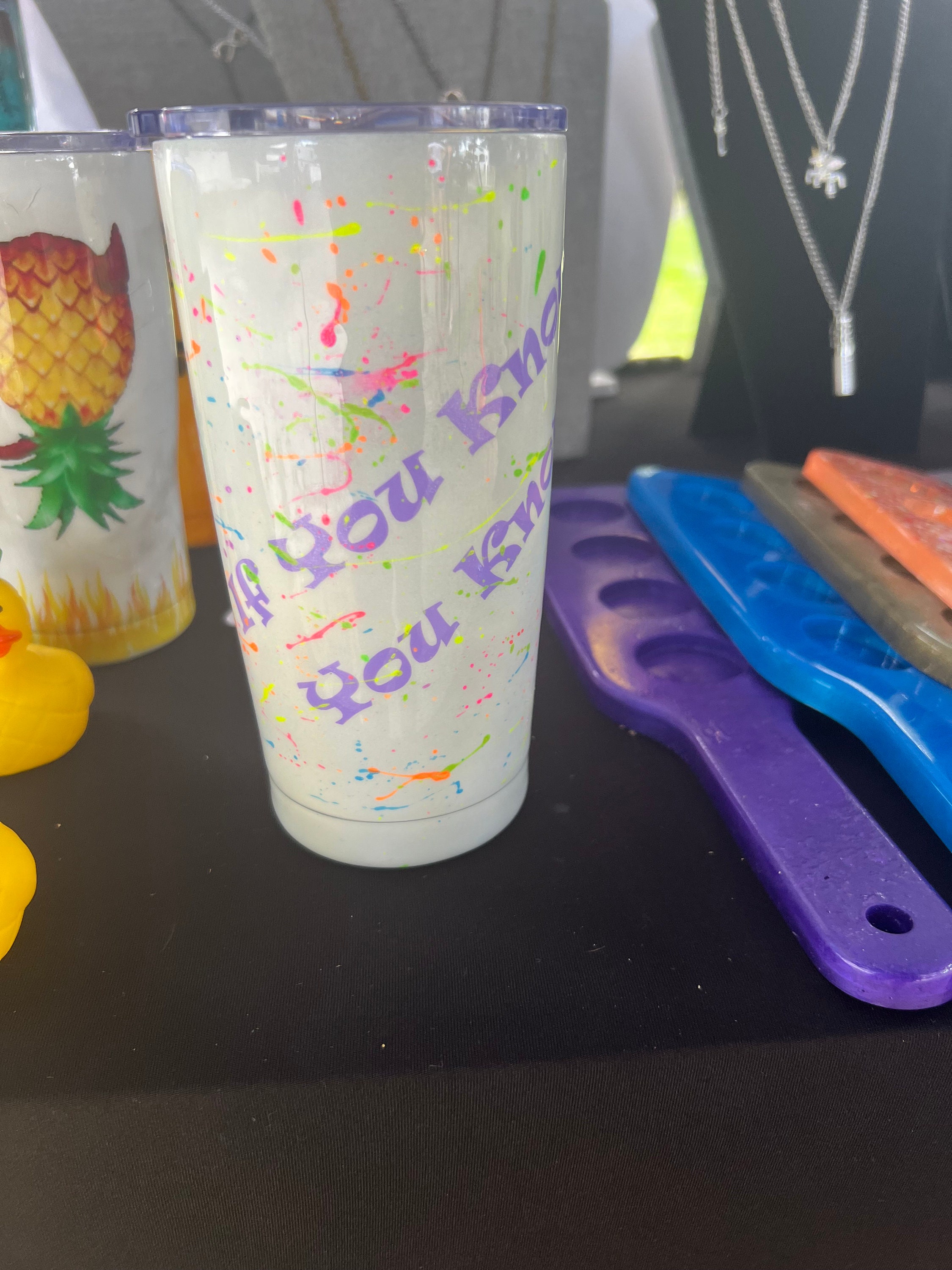 Pineapple Fun Tumbler, 20 Oz. Tumbler, Swinger Tumbler, Paint Splatter ...