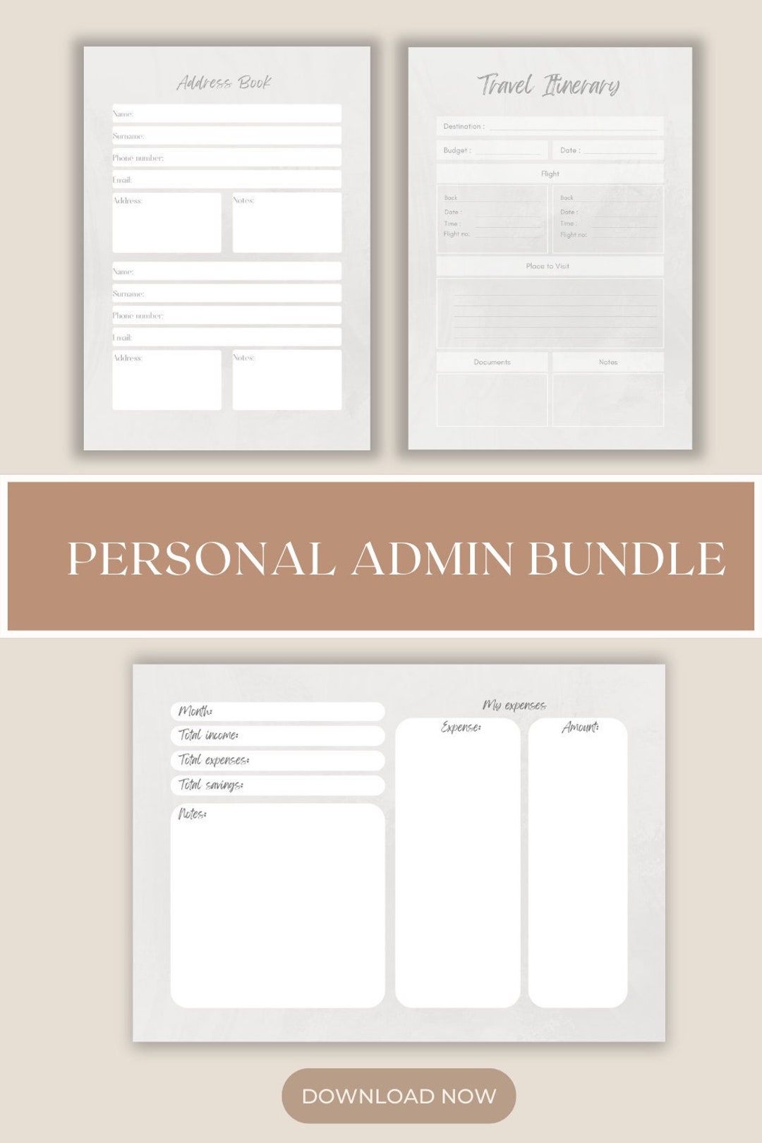 Personal Admin Planner Bundle - Etsy