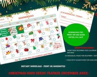 Good Deed Calendar - Etsy