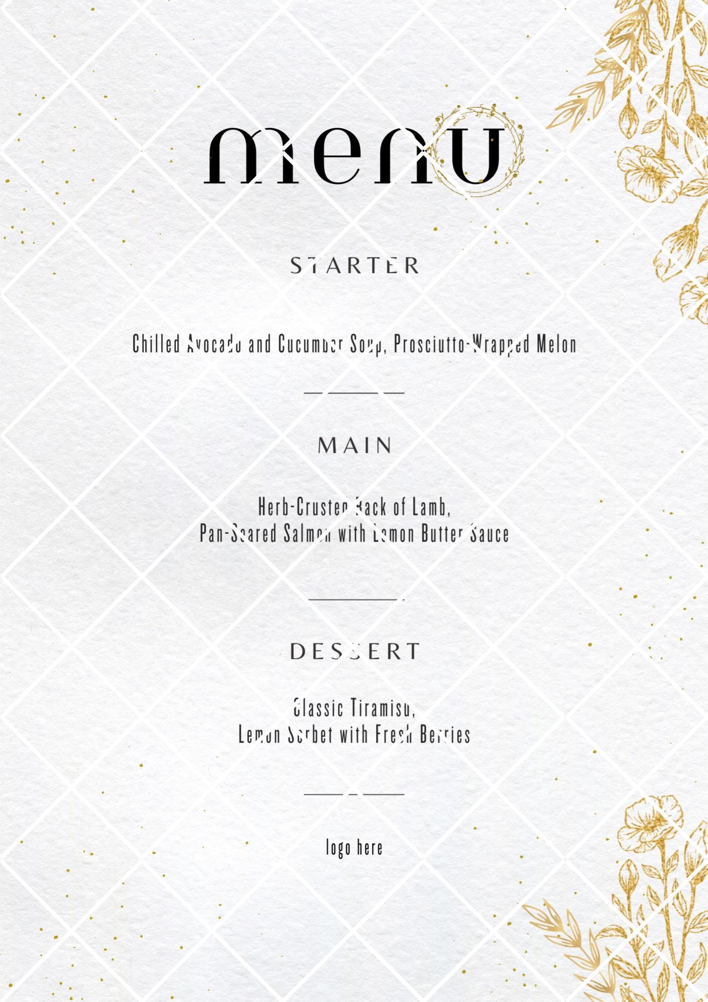Editable Luxury Daily Menu - Etsy