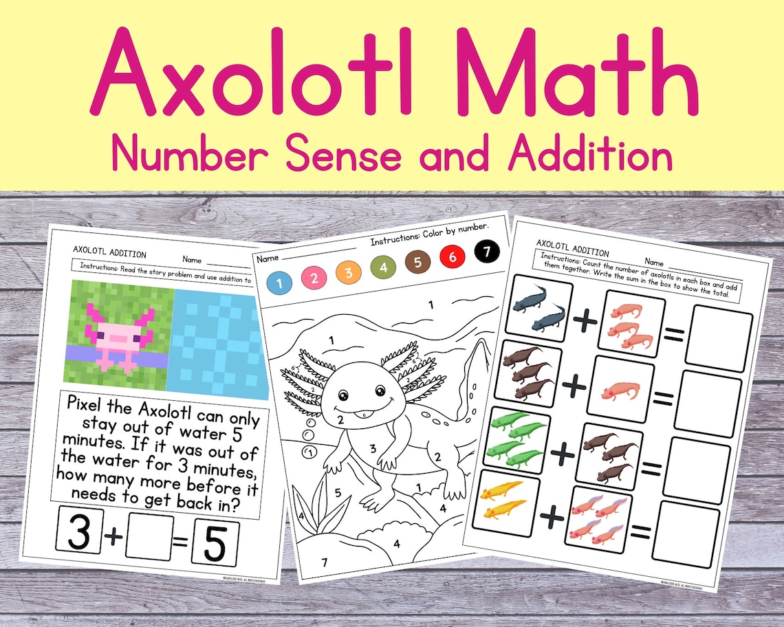 Axolotl Math Number Sense and Addition Lesson Packet PDF Printable ...