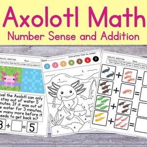 Axolotl Math Number Sense and Addition Lesson Packet PDF Printable ...