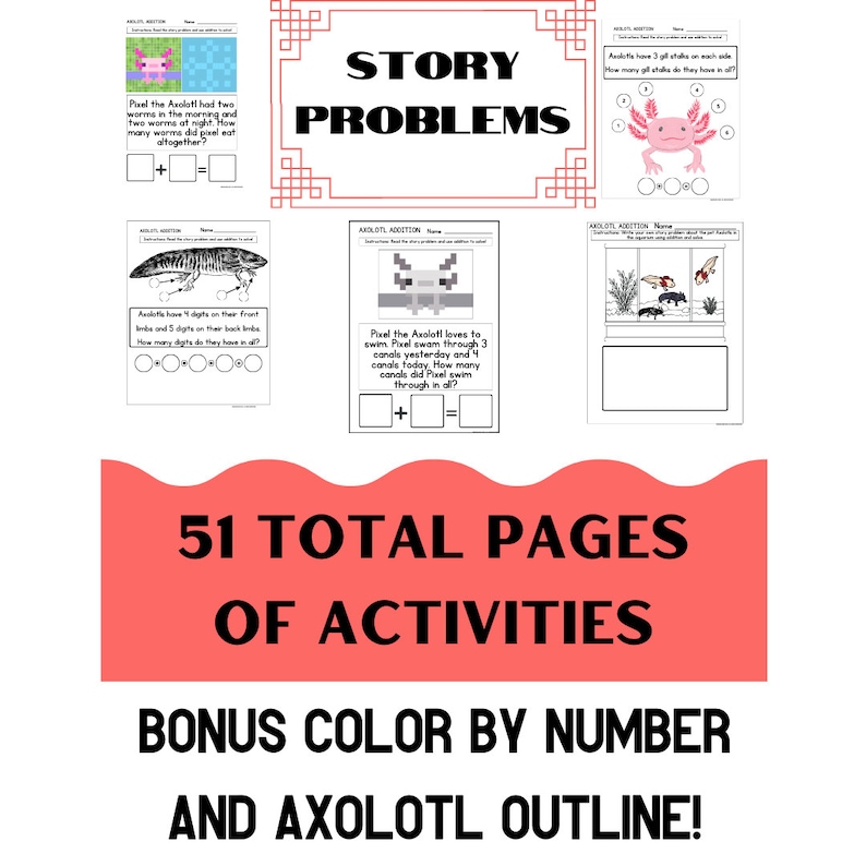 Axolotl Math Number Sense and Addition Lesson Packet PDF Printable ...