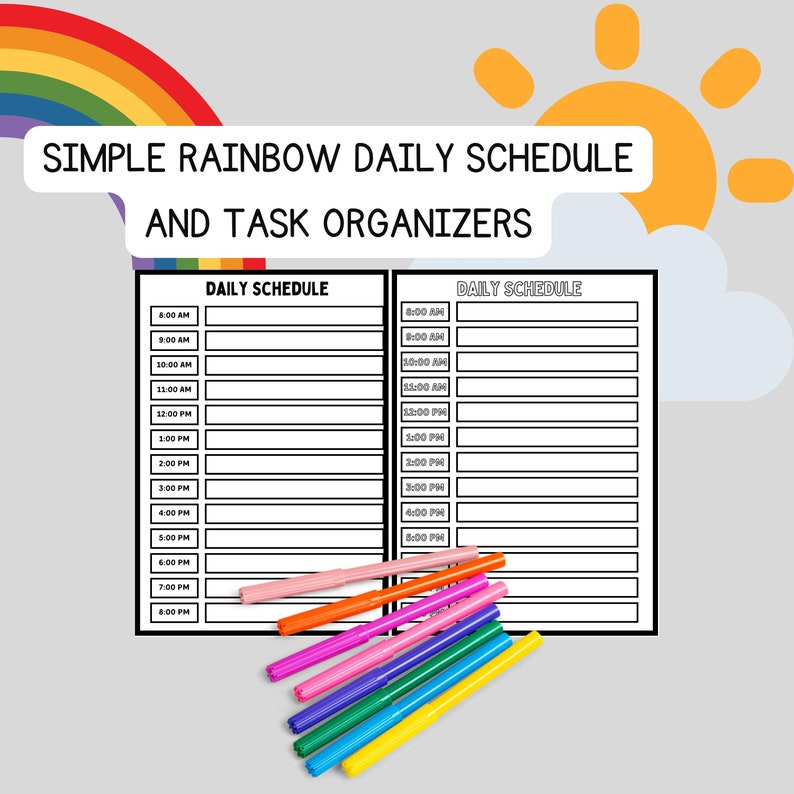 Rainbow Schedule & Task Organizer: Homeschool Chore Chart (PDF) - Etsy
