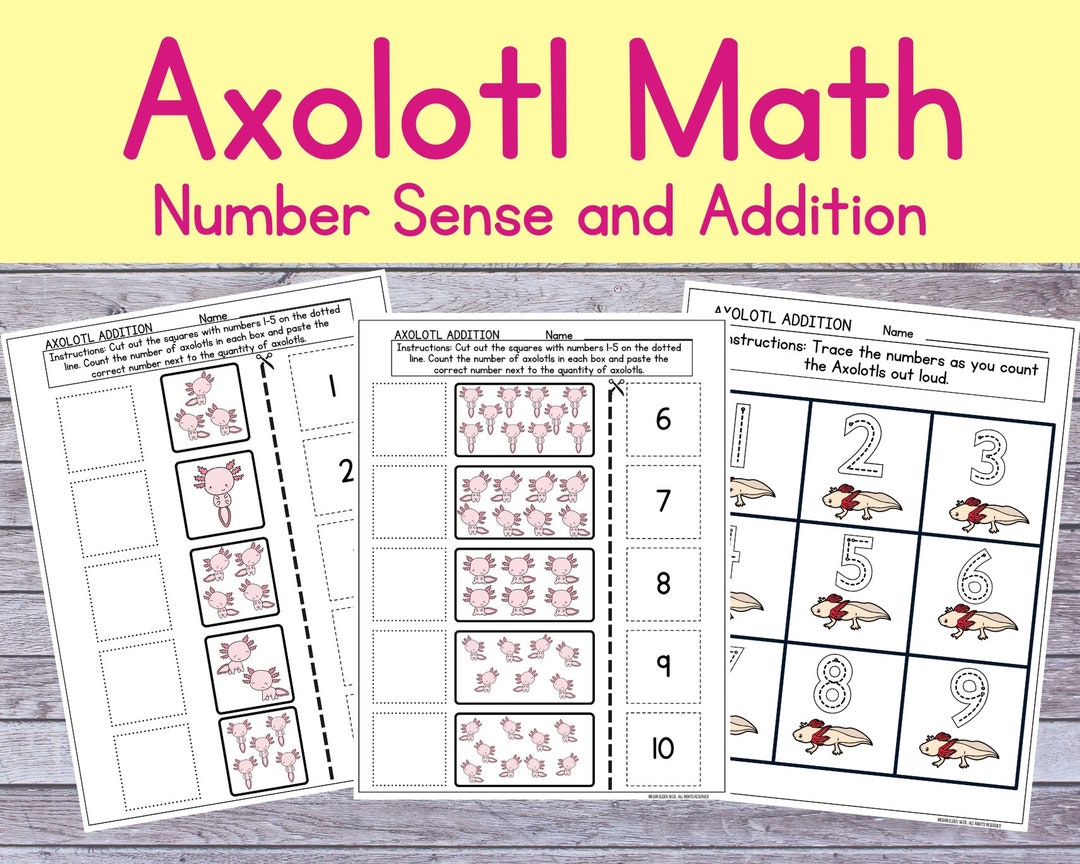 Axolotl Math Number Sense and Addition Lesson Packet PDF Printable ...