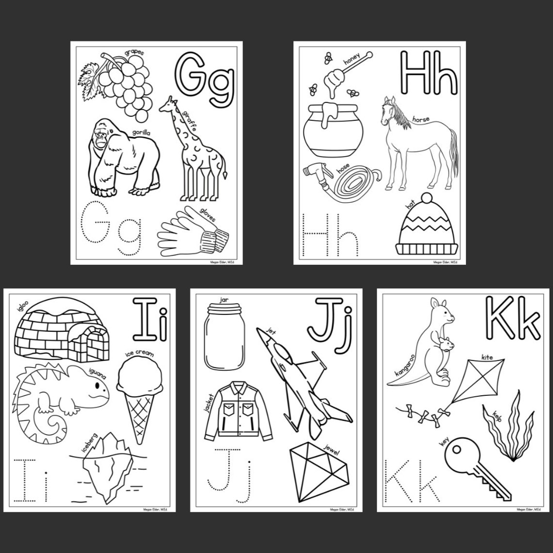 Alphabet Coloring Pages ABC Book PDF Preschool Kindergarten Phonemic ...