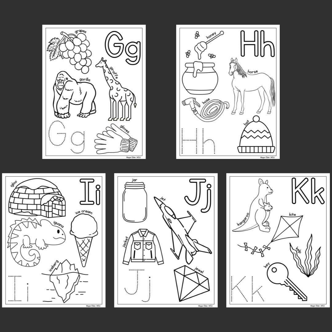 Alphabet Coloring Pages ABC Book PDF Preschool Kindergarten Phonemic ...
